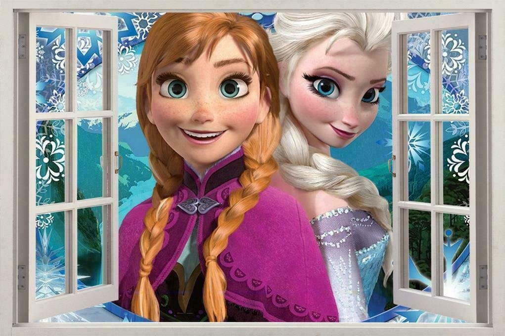 ANNA & ELSA Frozen 3D Window View Decal WALL STICKER Decor Art Disney ...