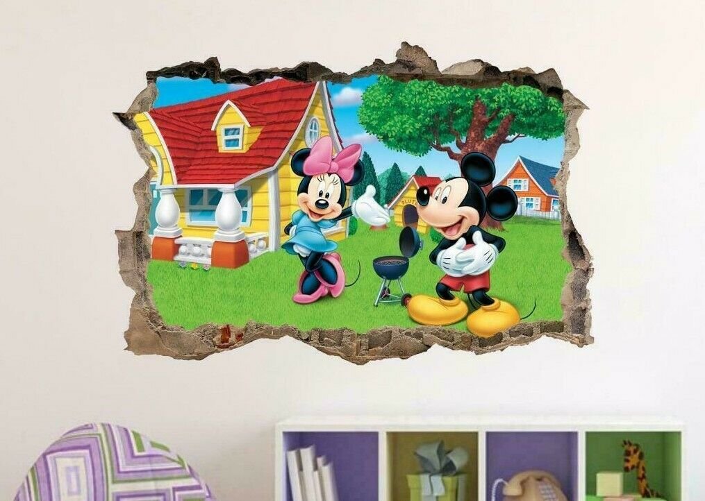 MICKEY & MINNIE MOUSE Smashed Wall Decal Graphic Wall Sticker Art ...