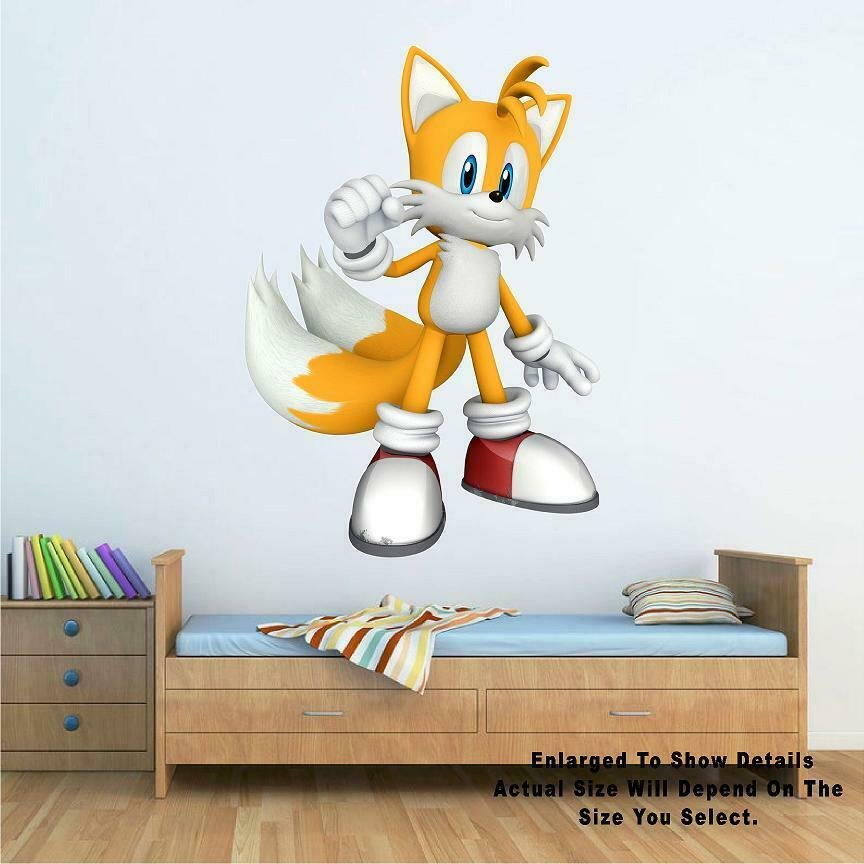Tails The Fox Style Character Yellow Two Tails Wall Window View Decal ...