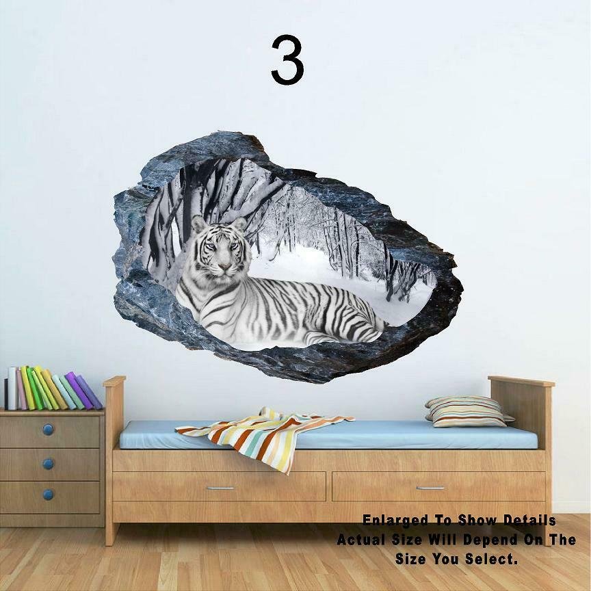 Bengal Tiger White Siberian Tiger Window View Decal WALL STICKER Art ...