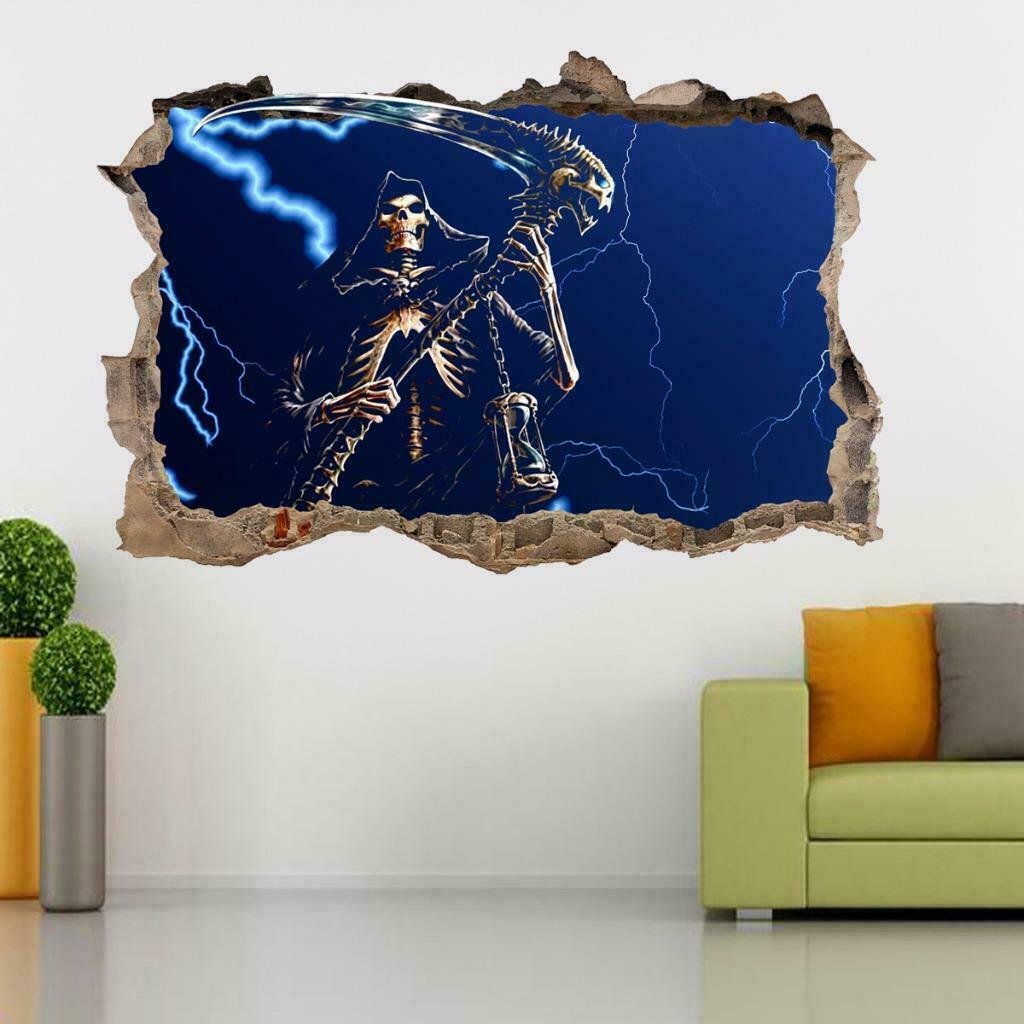 Grim Reaper Smashed Wall 3D Decal Graphic Wall Sticker Mural H171