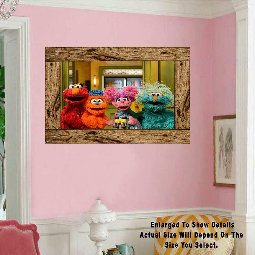 Sesame Street Elmo Rudy Abby Rosita Kids Wall Window View Decal Art Mural 3