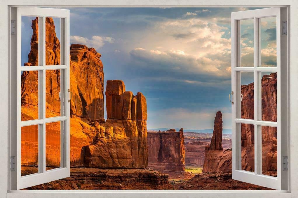 Grand Canyon 3D Window View Decal WALL STICKER Art Mural Scenic Dessert ...