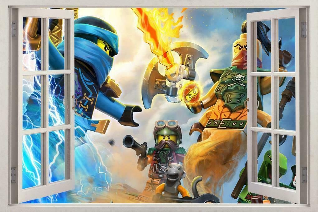Lego Ninjago 3D Window View Decal Graphic WALL STICKER Art Mural H433