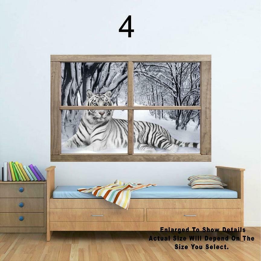 Bengal Tiger White Siberian Tiger Window View Decal WALL STICKER Art ...