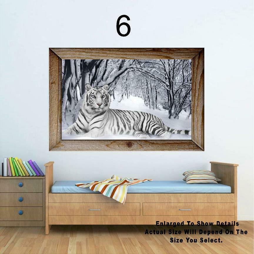 Bengal Tiger White Siberian Tiger Window View Decal WALL STICKER Art ...