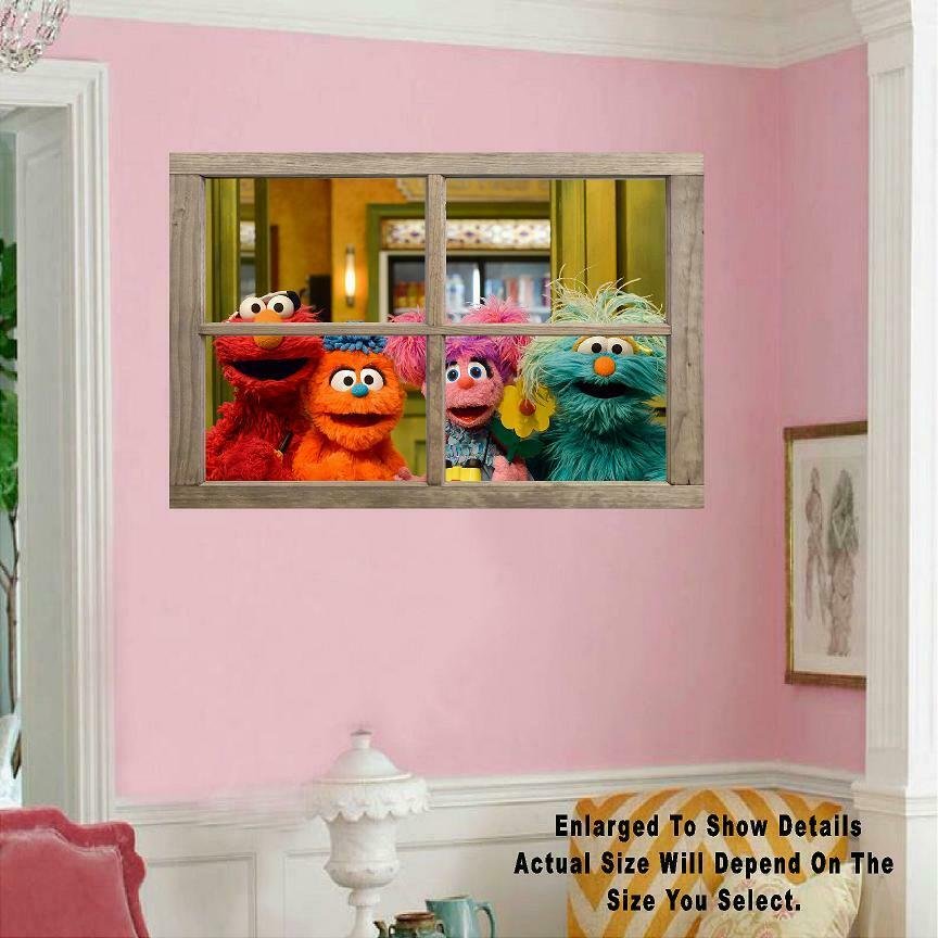 Sesame Street Elmo Rudy Abby Rosita Kids Wall Window View Decal Art Mural 5