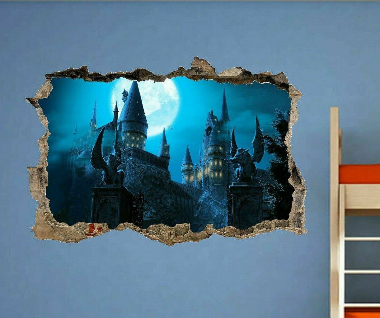 Harry Potter Hogwarts night 3D Window View Decal WALL STICKER Mural ...