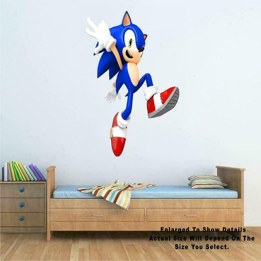 Sonic The Hedgehog Style Character Jumping Wall Window View Decal Art ...