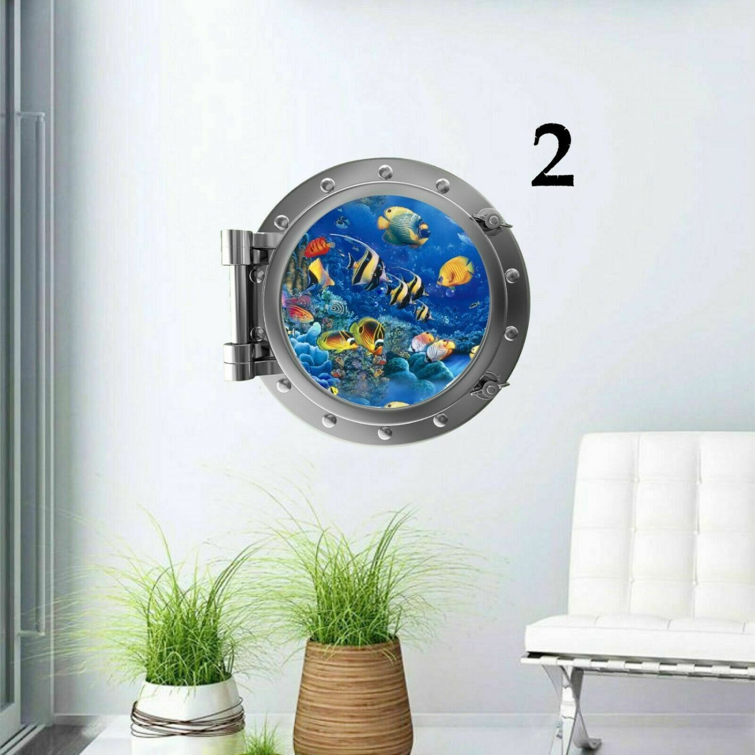 Ocean Themed Porthole Window Wall Decals Ocean Underwater 3D Vinyl #2 ...