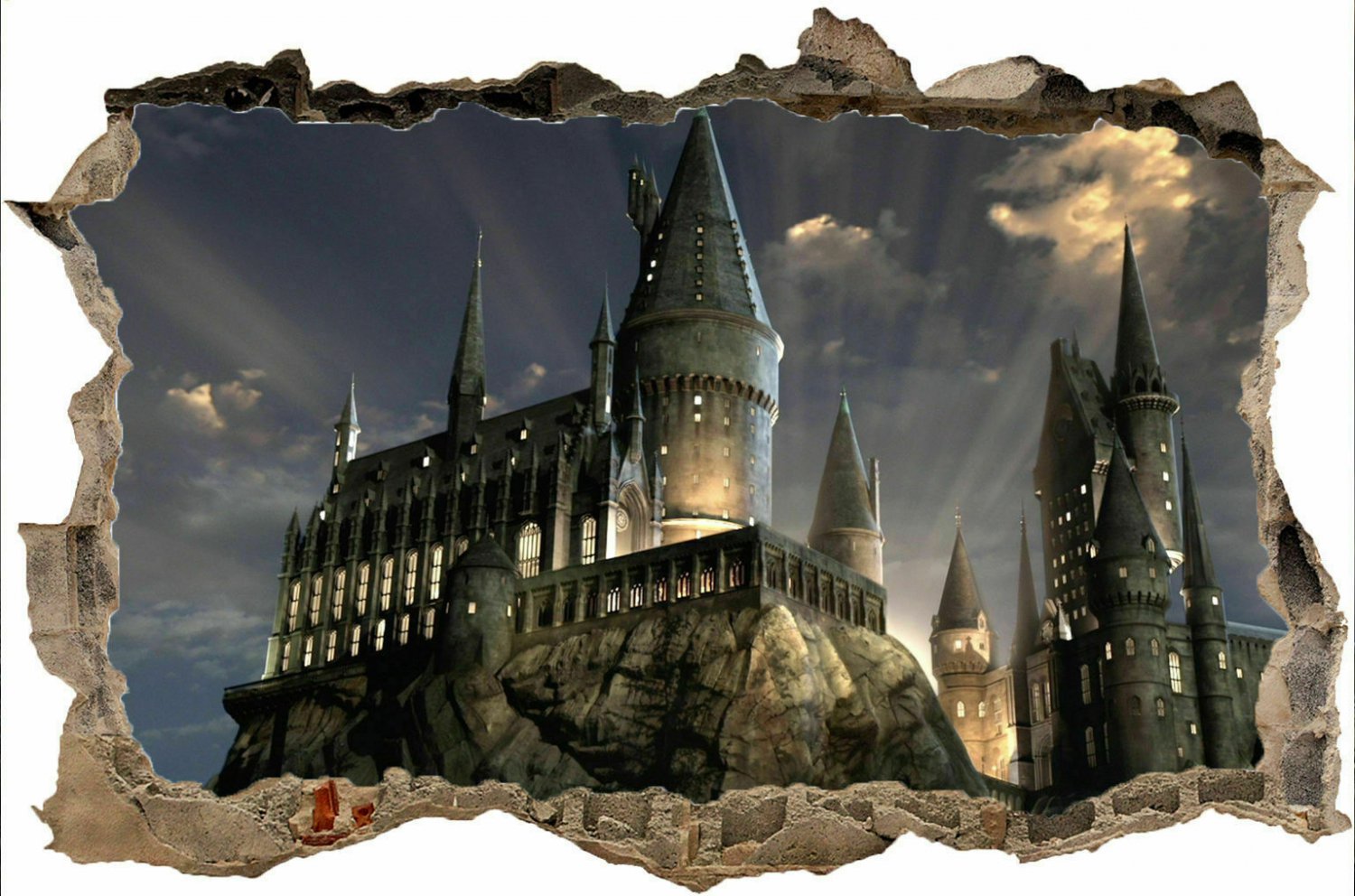 HARRY POTTER HOGWARTS CASTLE BEDROOM 3D SMASHED HOLE IN WALL DECAL 7100
