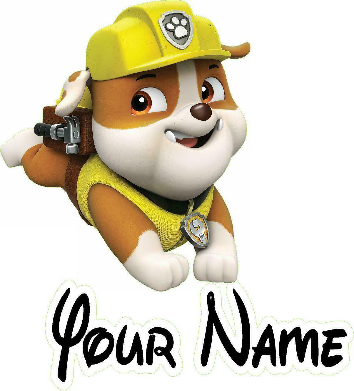 Paw Patrol, Rubble Window View Color 3D Wall Sticker Wall Mural CUSTOM NAME