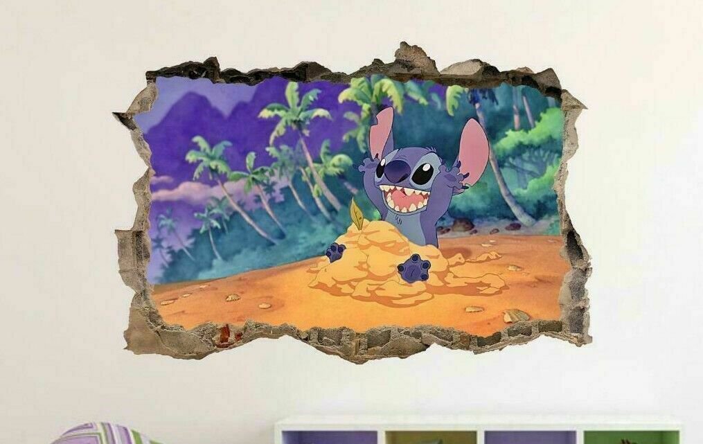 LILO & STITCH Smashed Wall Decal Graphic Wall Sticker Decor Art Disney ...