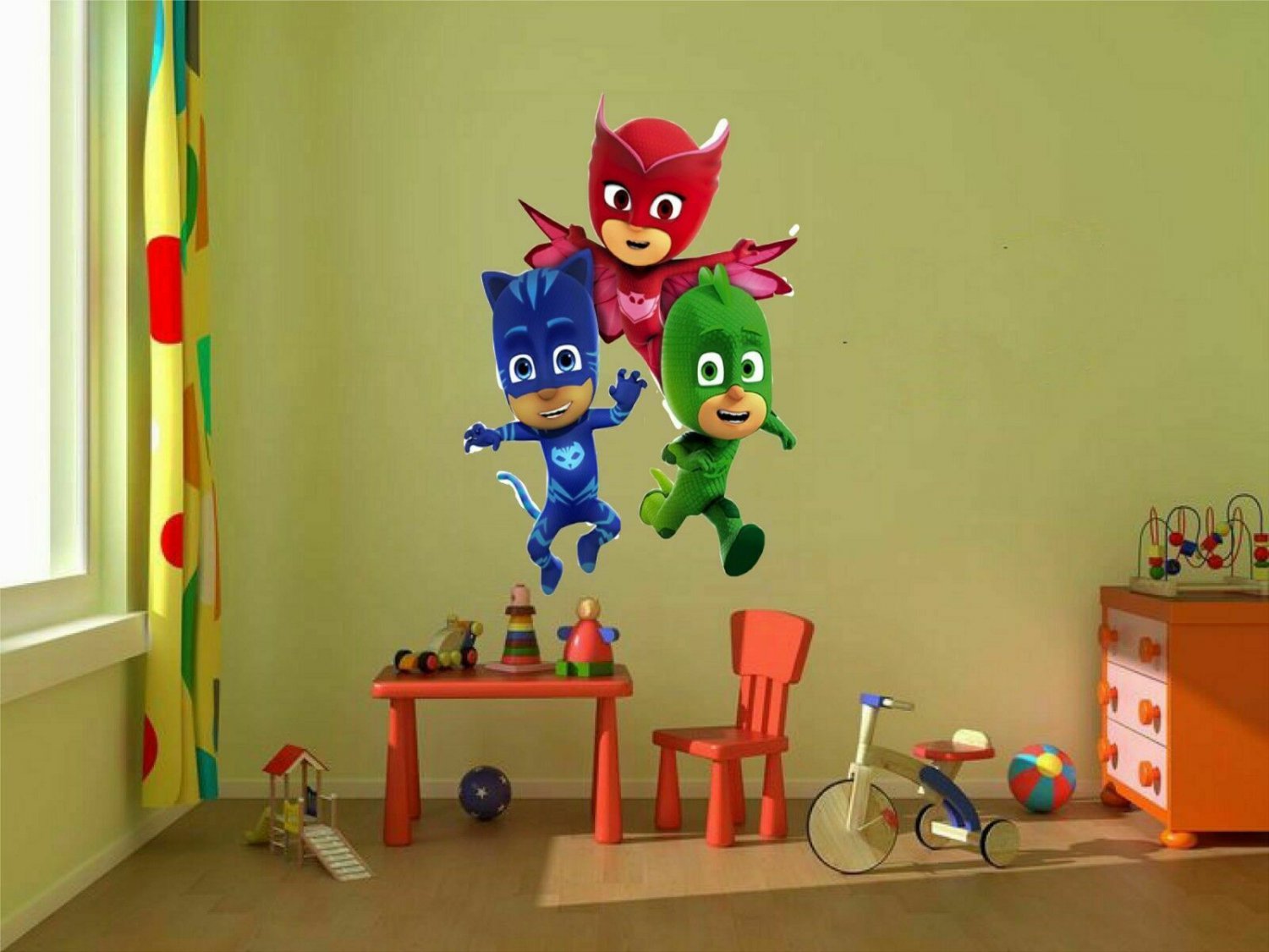 Pj Masks kids bedroom 3D Window Decal WALL STICKER Home Decor Art Mural ...