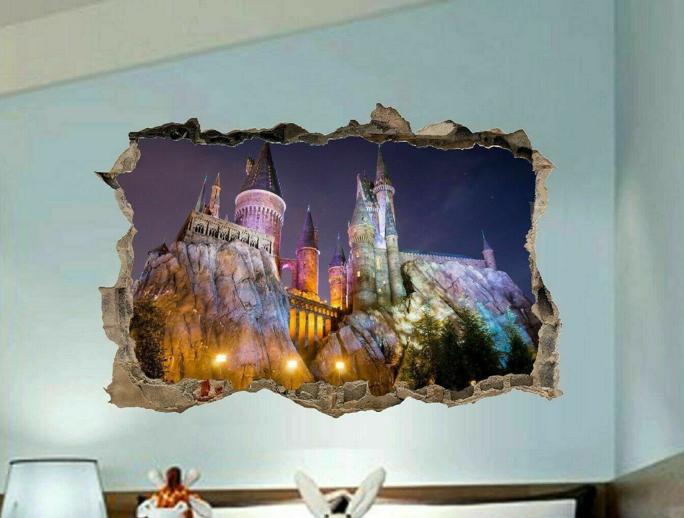 Harry Potter Hogwarts lights castle 3D Window View Decal WALL STICKER ...