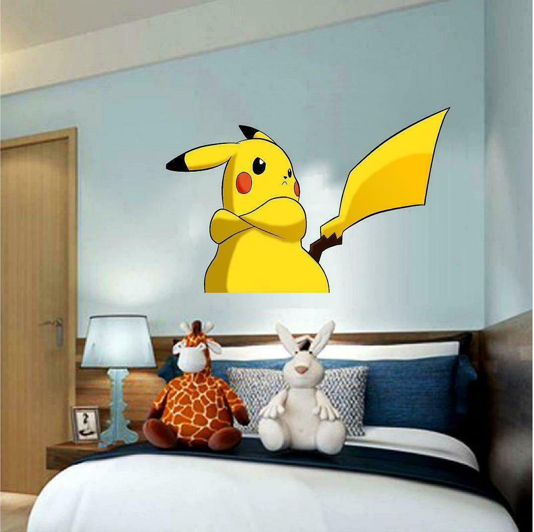 Pikachu cute, Pokemon car Window View Wall Sticker Wall Mural 7409
