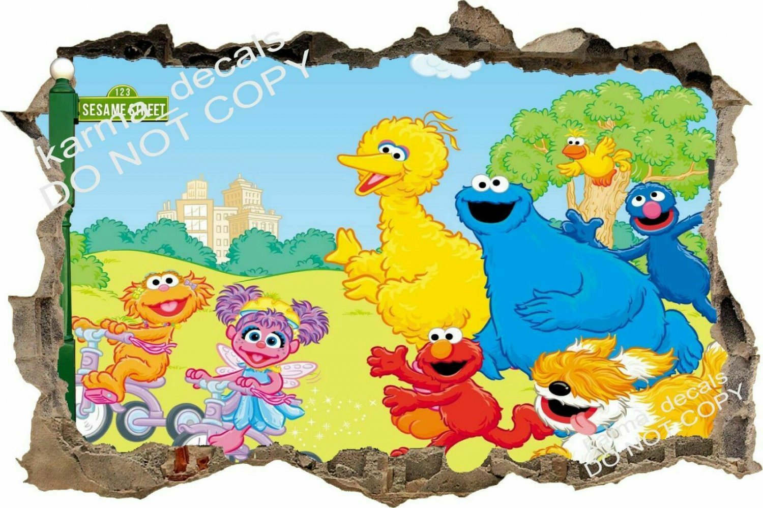 Sesame Street Elmo Oscar Window Decal WALL STICKER Home Decor Art Mural ...
