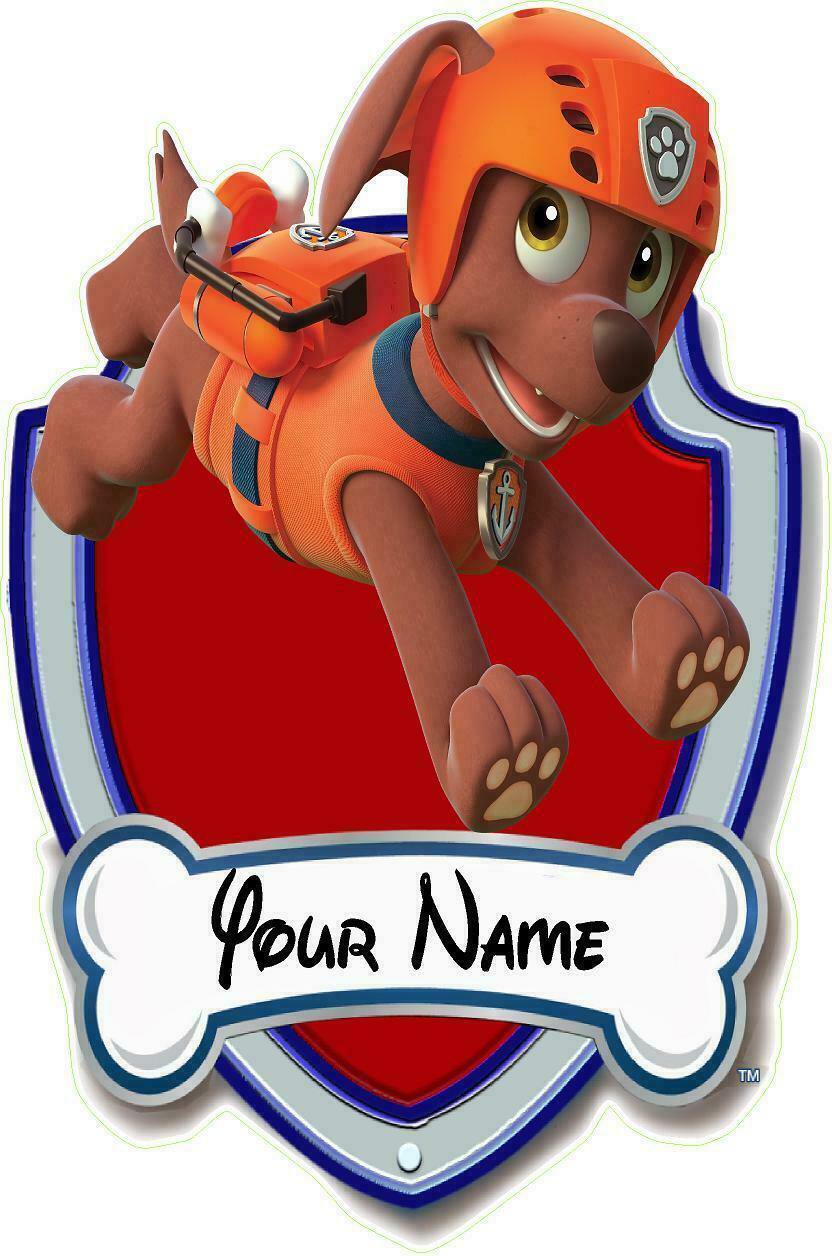 Paw Patrol, Your Name Zuma shield Window View Color 3D Wall Sticker ...