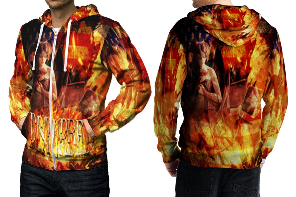 Disturbed America Fire Zipper Men's Hoodie