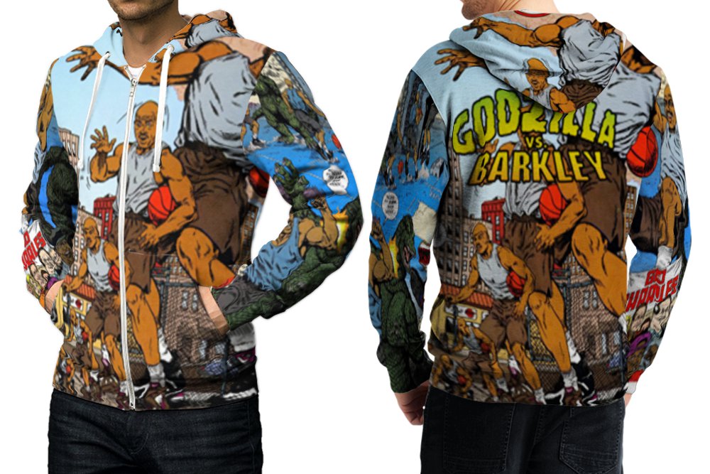 Godzilla Vs Charles Barkley Zipper Men's Hoodie