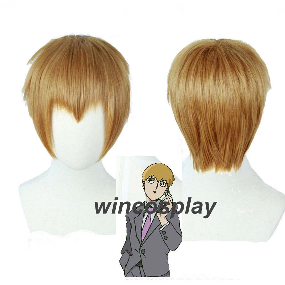 Mob Psycho 100 Arataka Reigen Gloden Blonde Short Hair Wig 25“ Cosplay ...