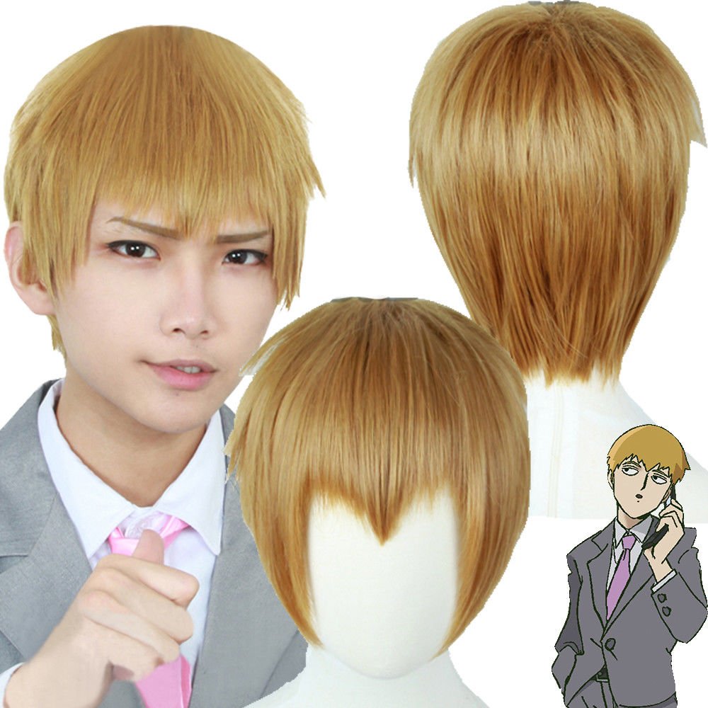 Mob Psycho 100 Arataka Reigen Gloden Blonde Short Hair Wig 25“ Cosplay ...