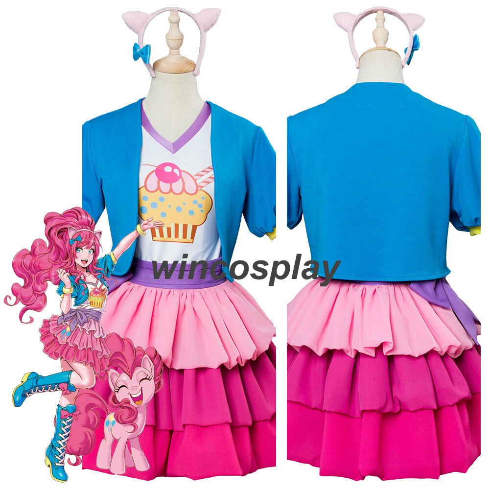 My Little Pony MLP Pinkie Pie Skirt Suit Tiered Bow Cosplay Costume Dress