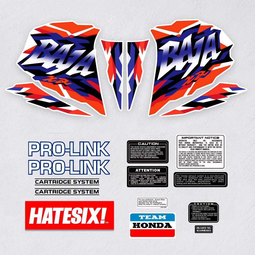 Sticker Decal Honda XLR BAJA XR BAJA 250 1995 Side Cover Fuel Tank ...