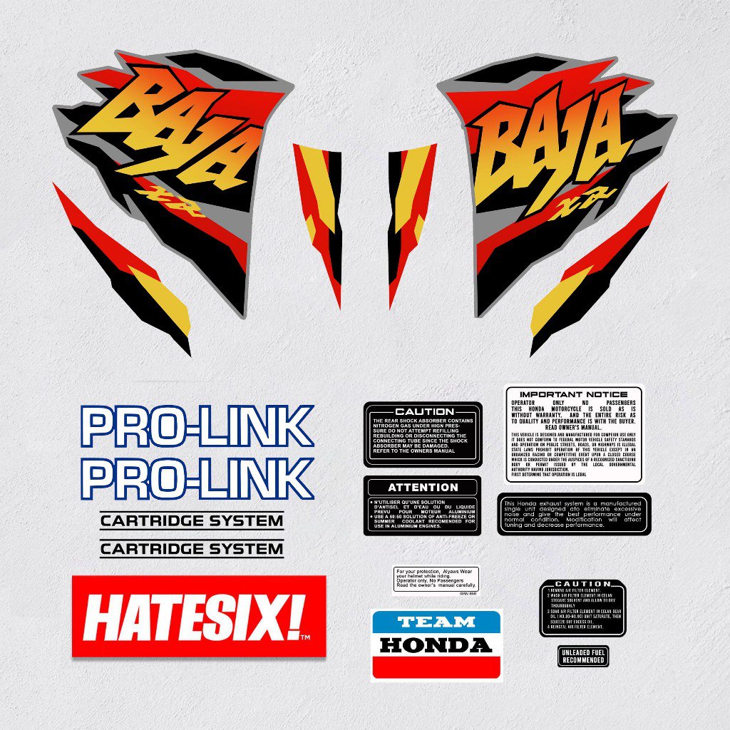 Sticker Decal Honda Baja XR 250 1997 Side Cover Fuel Tank (Free shipping)