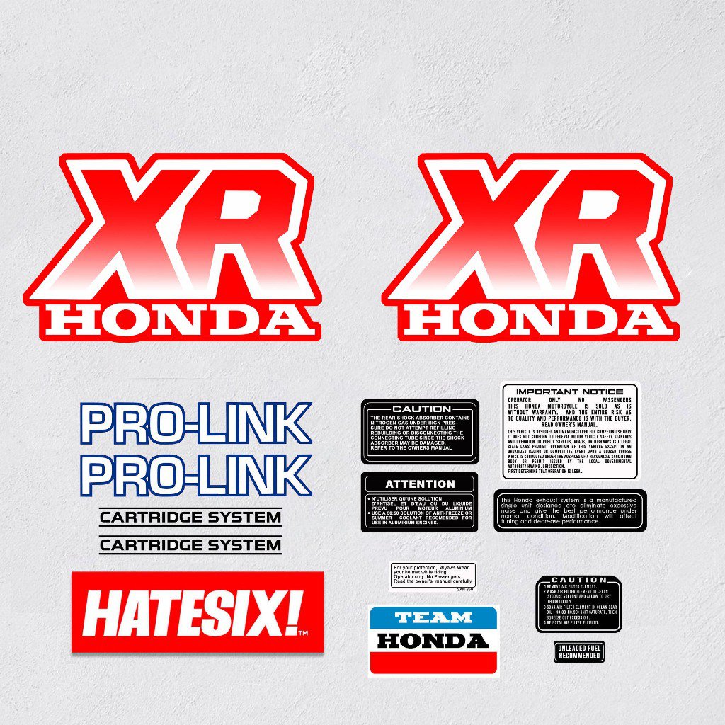 Sticker Decal Honda XR200 1987 Side Cover Fuel Tank (Free shipping)