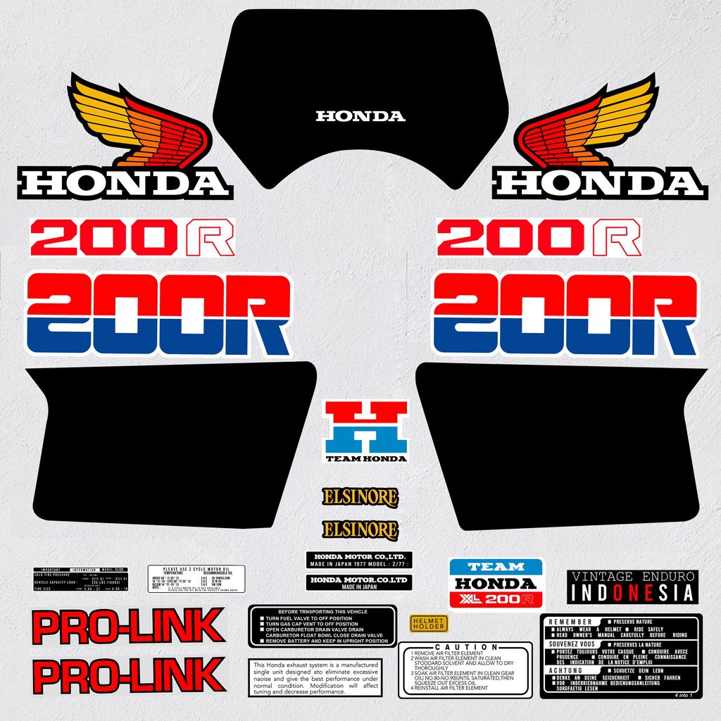 Sticker Decal Honda Xl 200 R XL 200R Side Cover Fuel Tank (Free shipping)