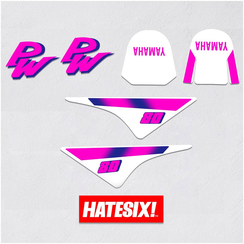 Sticker Decal Yamaha PW80 pink Side Cover Fuel Tank (Free shipping)