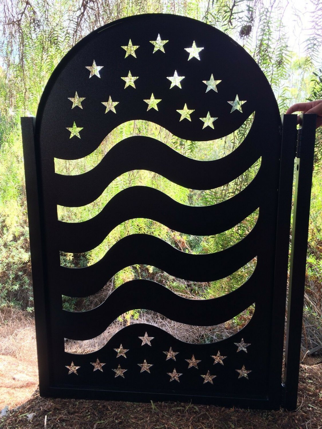 Metal Art Gate American Flag Pedestrian Walk Thru Garden Entry Made in USA