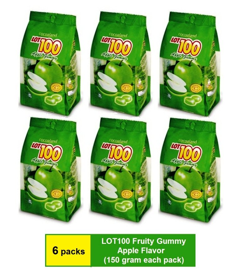 (6 PACKS) COCOALAND LOT 100 FRUITY GUMMY 150 gram - APPLE FLAVOR
