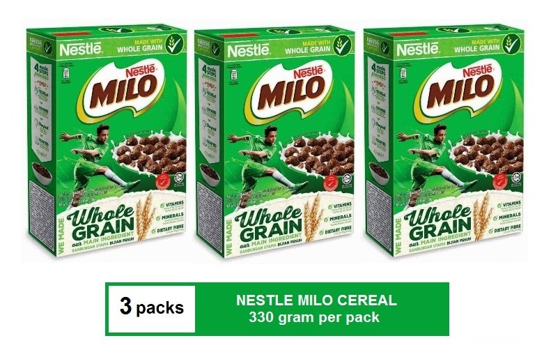 (3 PACKS) NESTLE MILO BREAKFAST CEREAL 330 gram