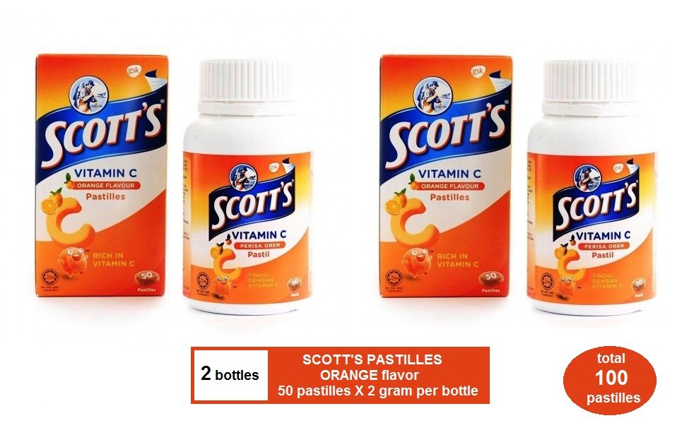 (2 PACKS) SCOTT'S VITAMIN C PASTILLES (50's X 2 gram) - ORANGE flavor