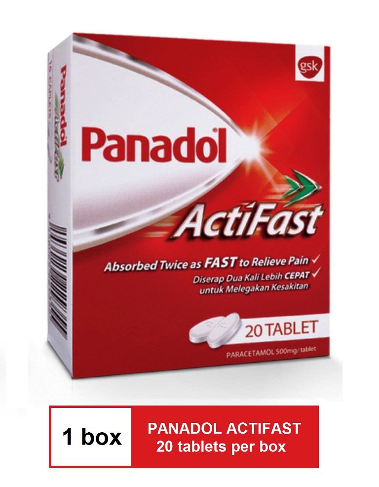 PANADOL ACTIFAST 500mg PARACETAMOL 20 TABLETS for FAST RELIEVE PAIN