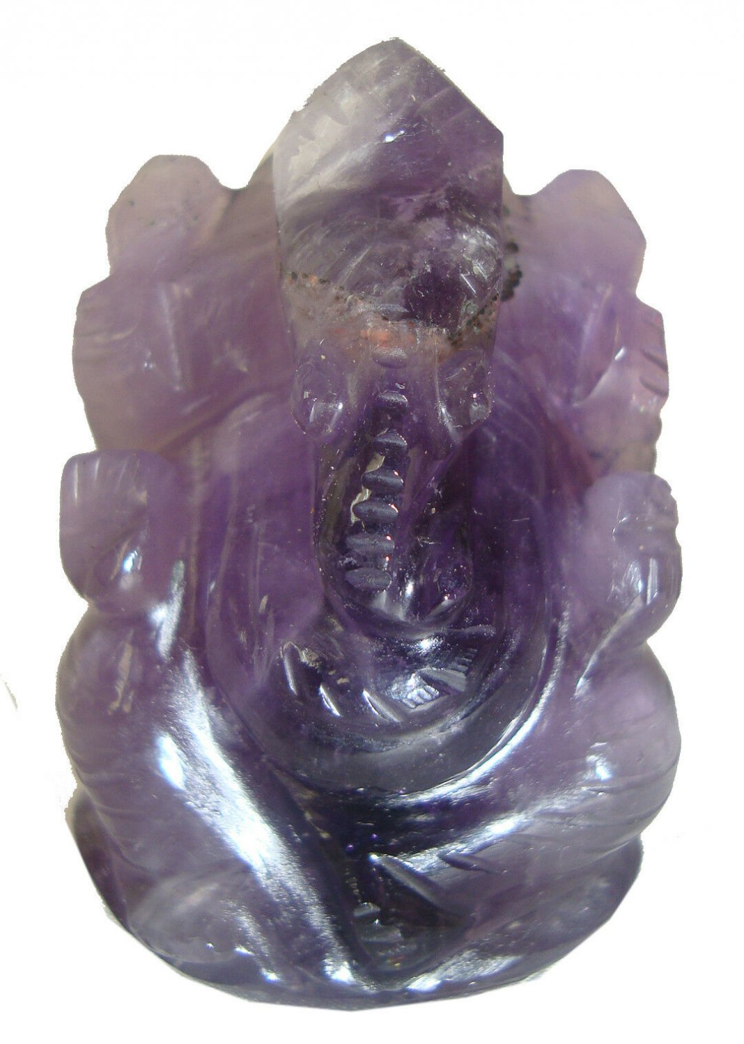 Amethyst Stone Ganesh Statue Hand Carved Elephant God Semi Precious ...