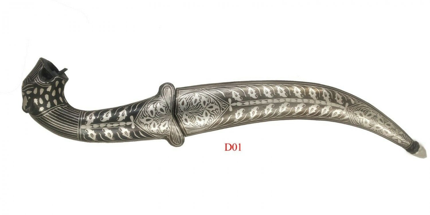 Dagger Handcrafted Engraved Silver work Koftgiri Damascus Blade 10 Inch