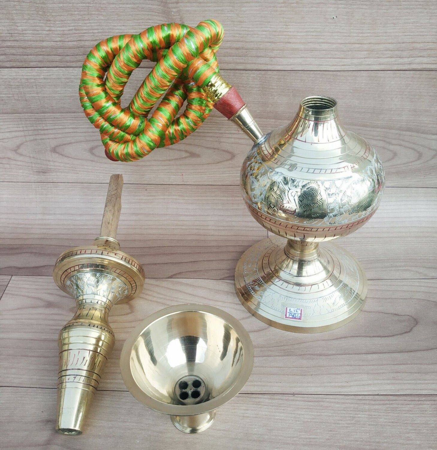Hukka 12" Golden Indian Brass Vintage folding Hooka Set Pipes Antique ...