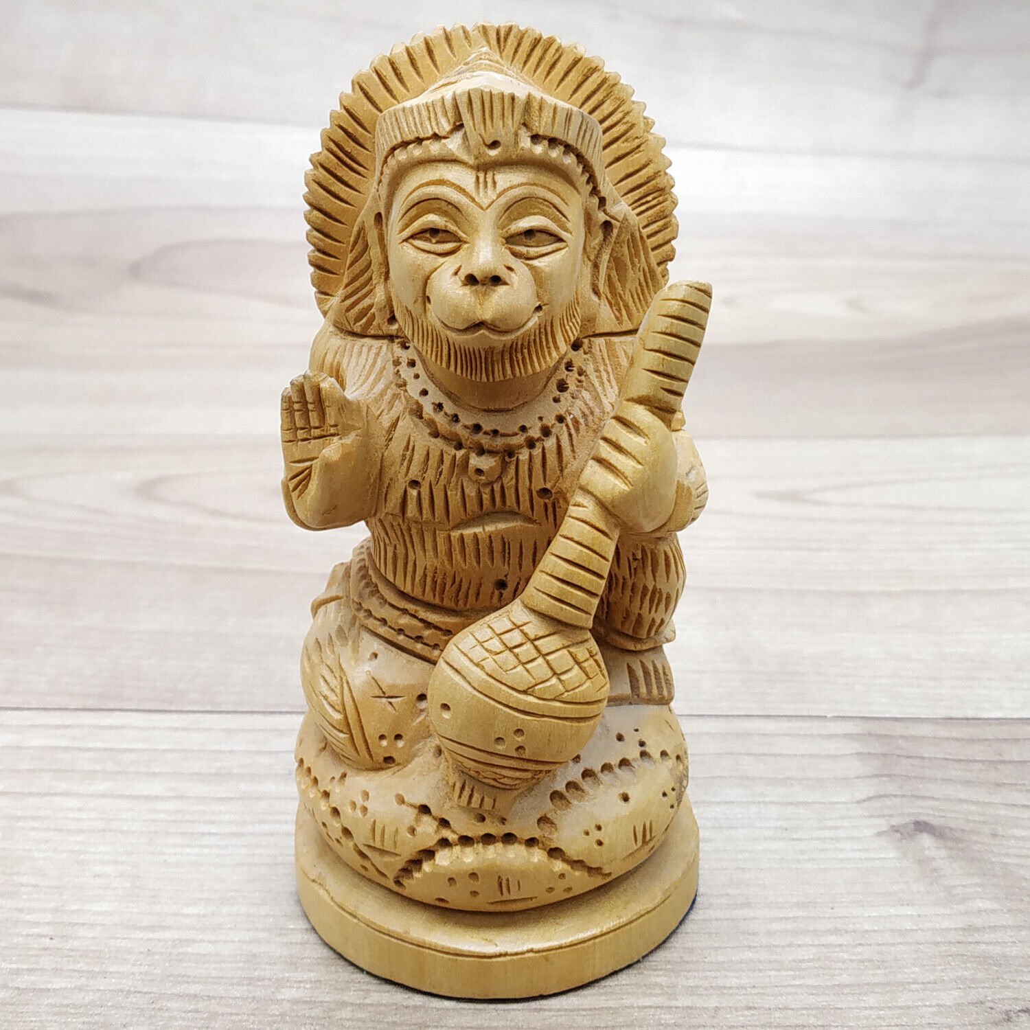 Hanuman Statue 4" Wooden Handcrafted Hindu God Monkey Lord Idol Lord of ...