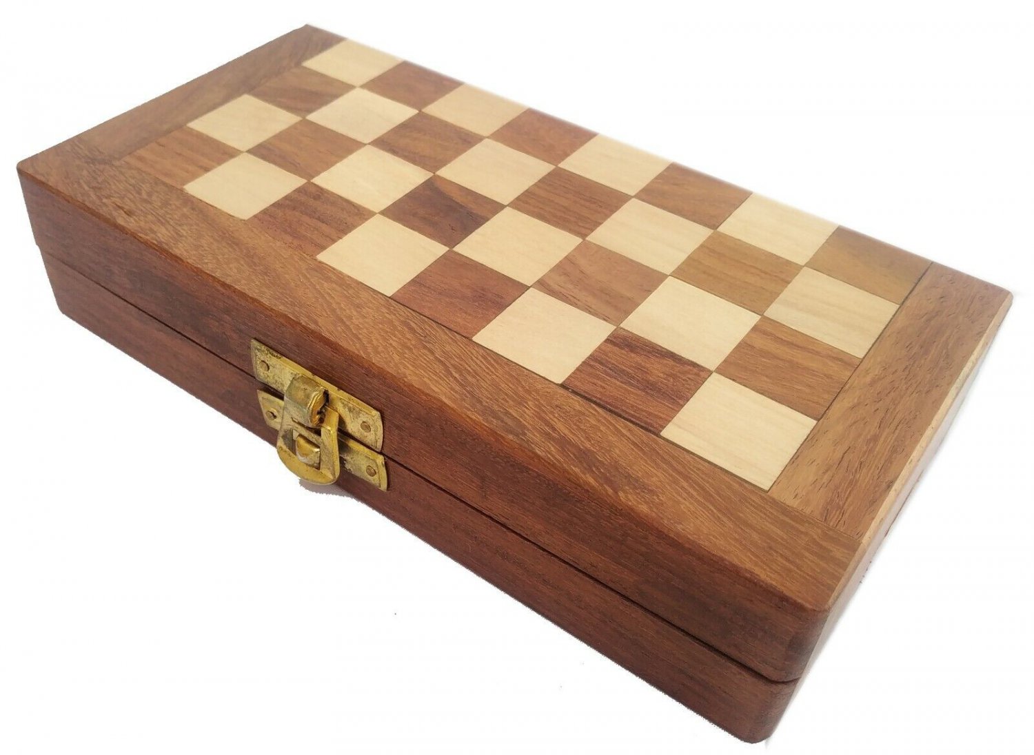 Wooden Chess Set 7" Folding Travel Magnetic Wooden Pieces and Board