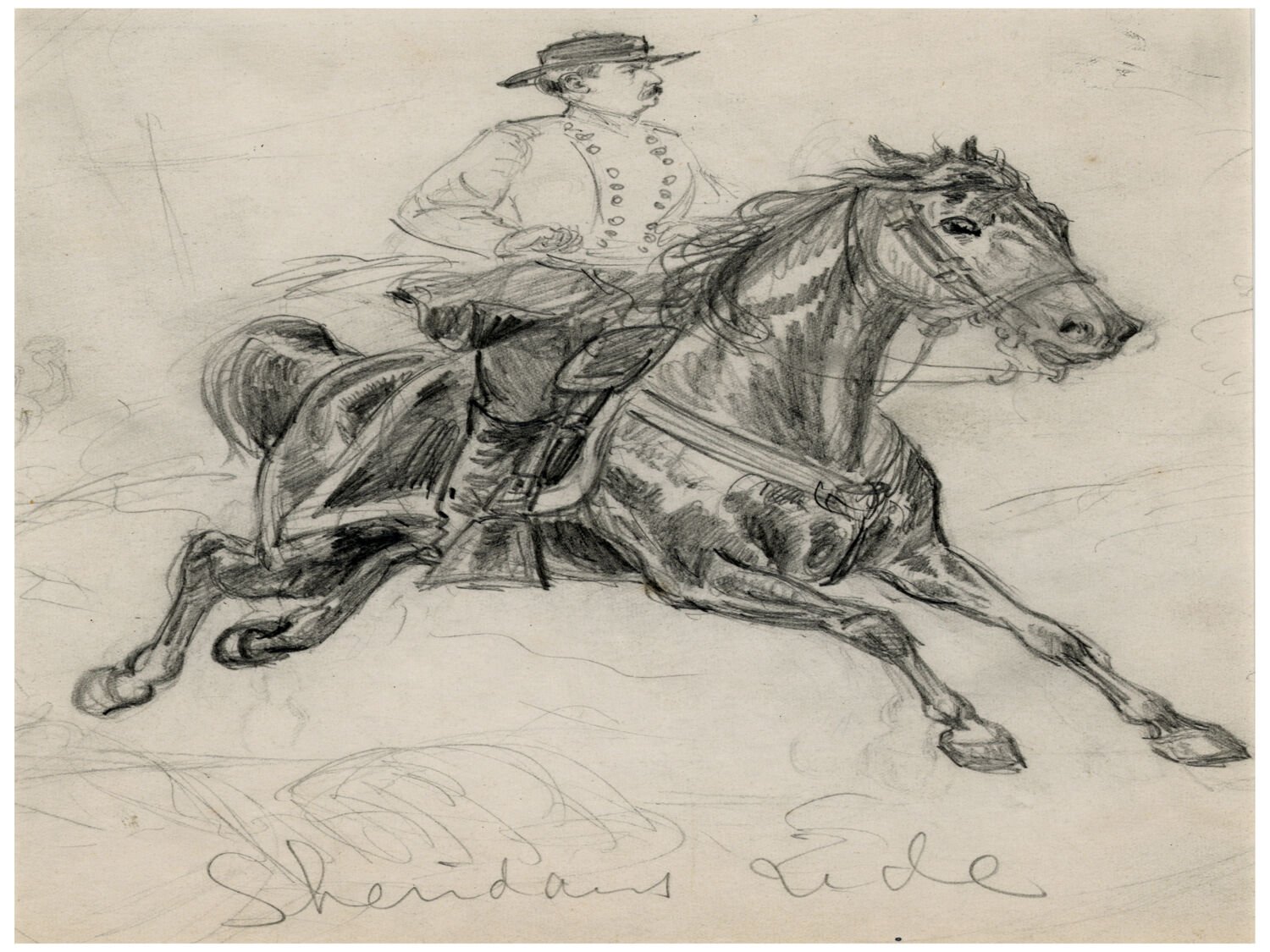 1888 Sheridan's ride drawing Art Decor POSTER.Graphics to decorate home ...