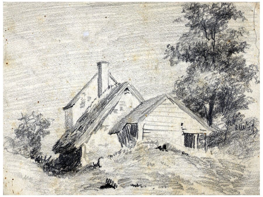 1896 Country house drawing wall Decor POSTER.Graphics to decorate home ...