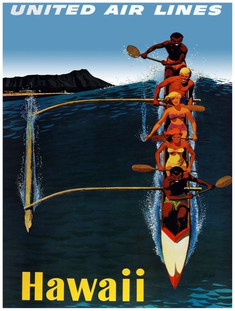 7897.Decoration Poster.Hawaii.Paddling.Rowing.Home room art wall ...