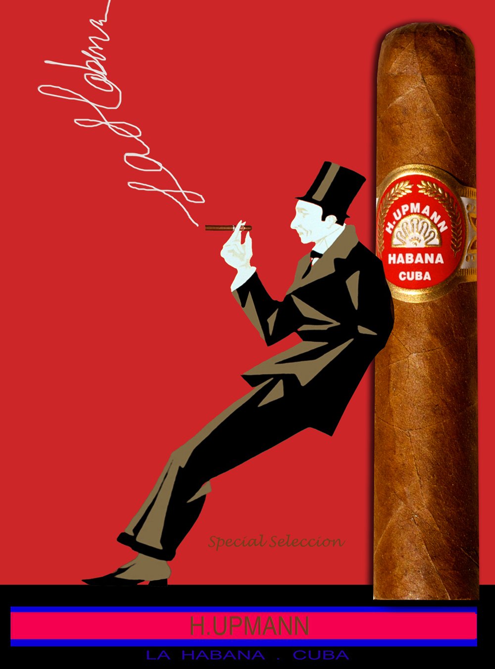 Decorative Poster.Cuban classic label.Cigar collection.H.Upmann teal.9430