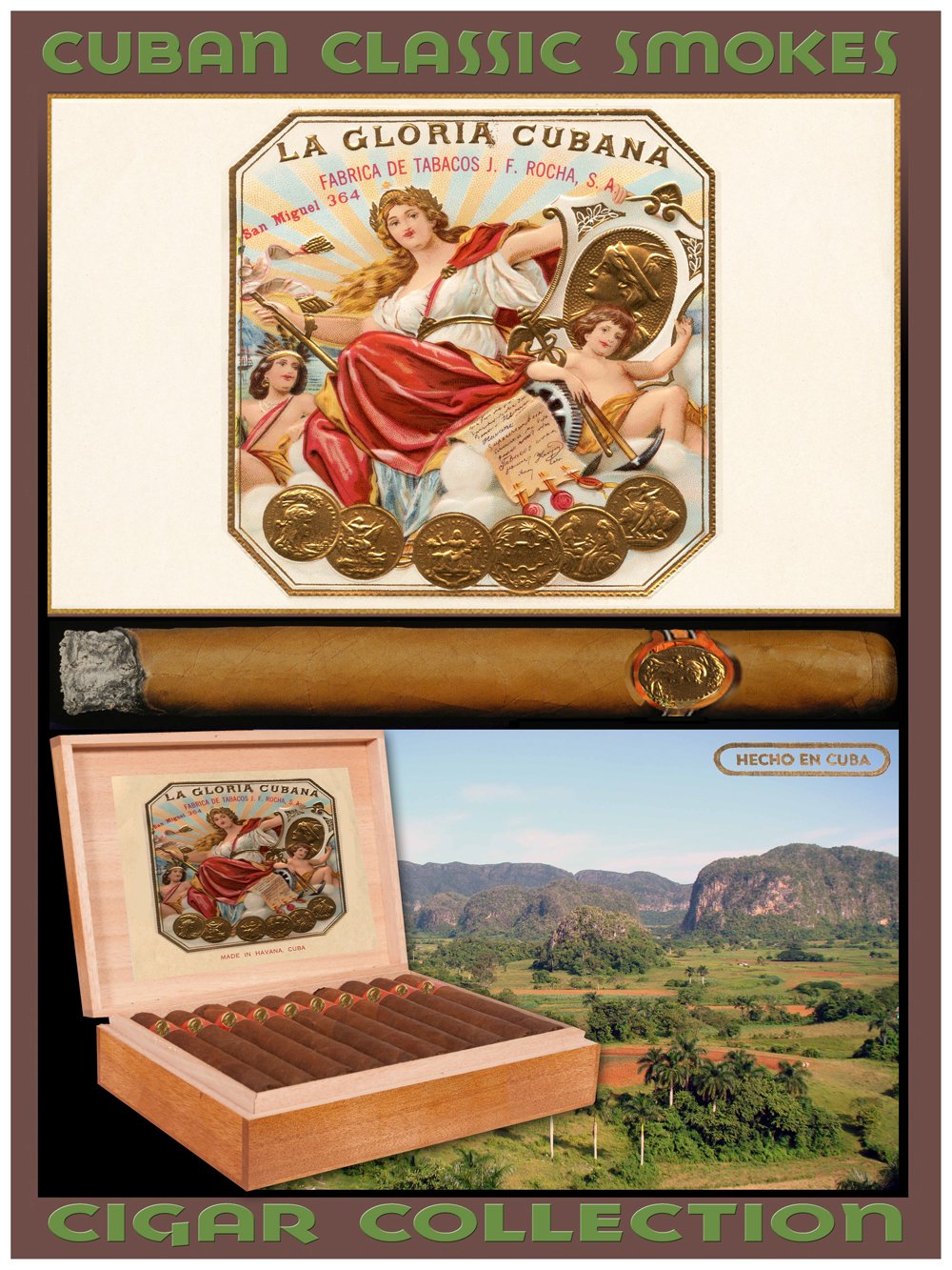 Decorative Poster.Cuban classic smokes.Cigar collection.La Gloria ...