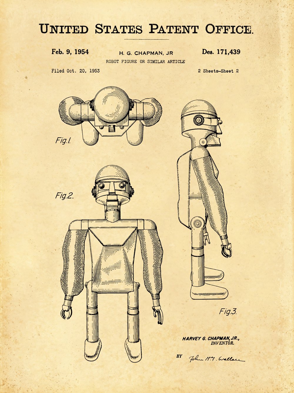 Decorative Poster.Home wall decor.Robot drawing invention.Patent.8070