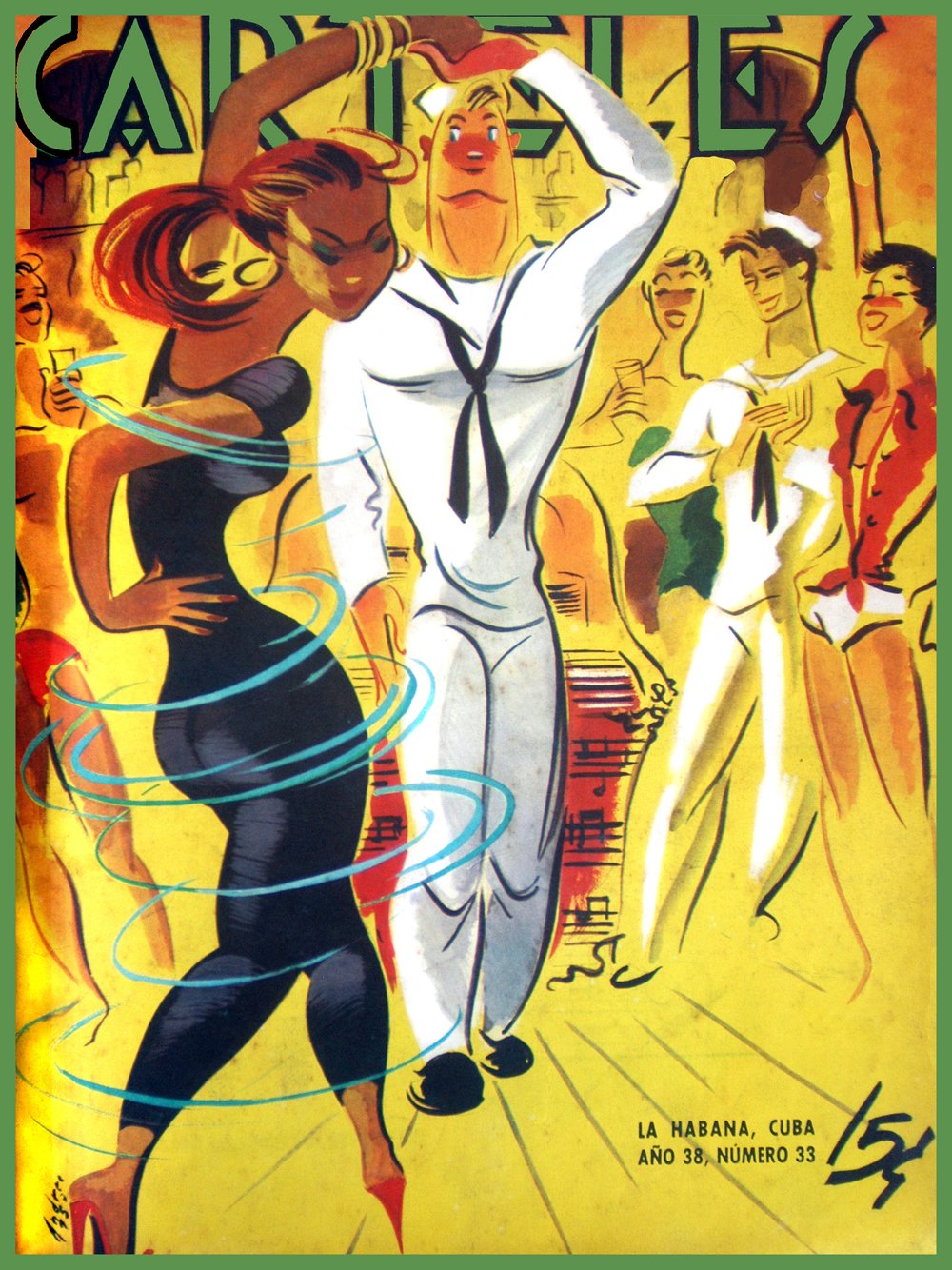 Decoration Poster.Wall art design.American sailor dancing in bar.Marine ...