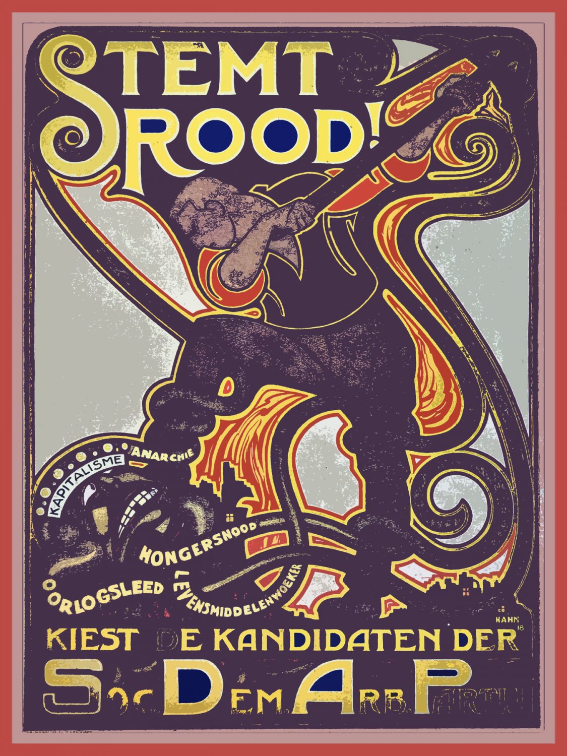 Decoration 16x20 Poster.Room art wall design.Stemt Rood.8958